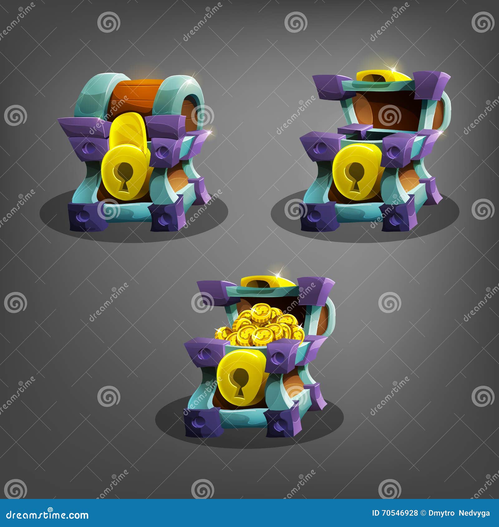 Chest Set for Game Interface. Stock Vector - Illustration of icon ...