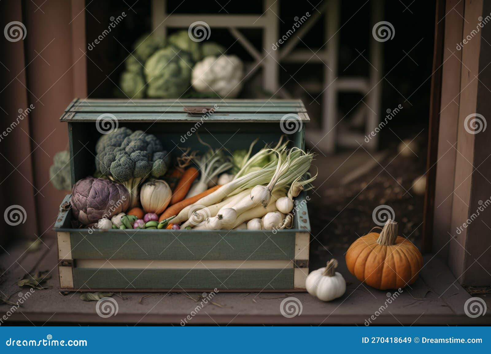 Chest with Vegetables, Food Storage Illustration Generative AI Stock ...