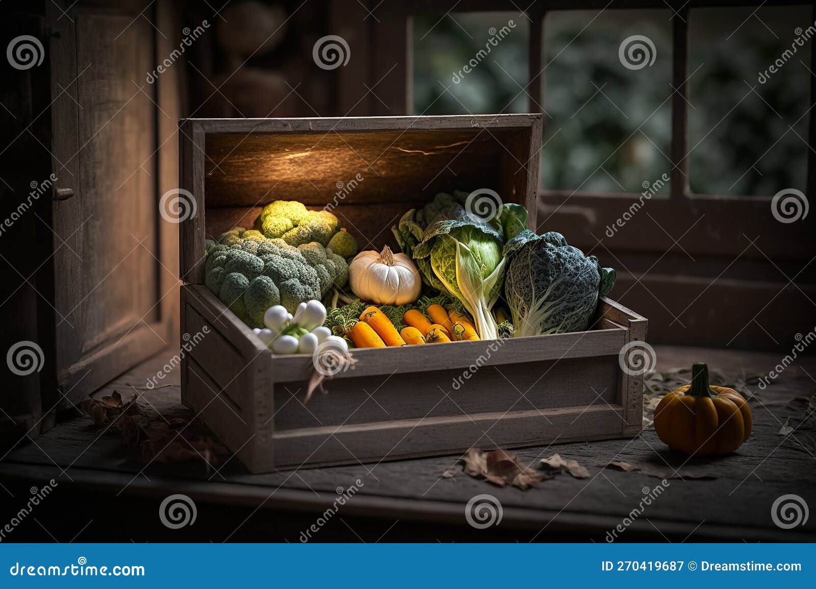 Chest with Vegetables, Food Storage Illustration Generative AI Stock ...