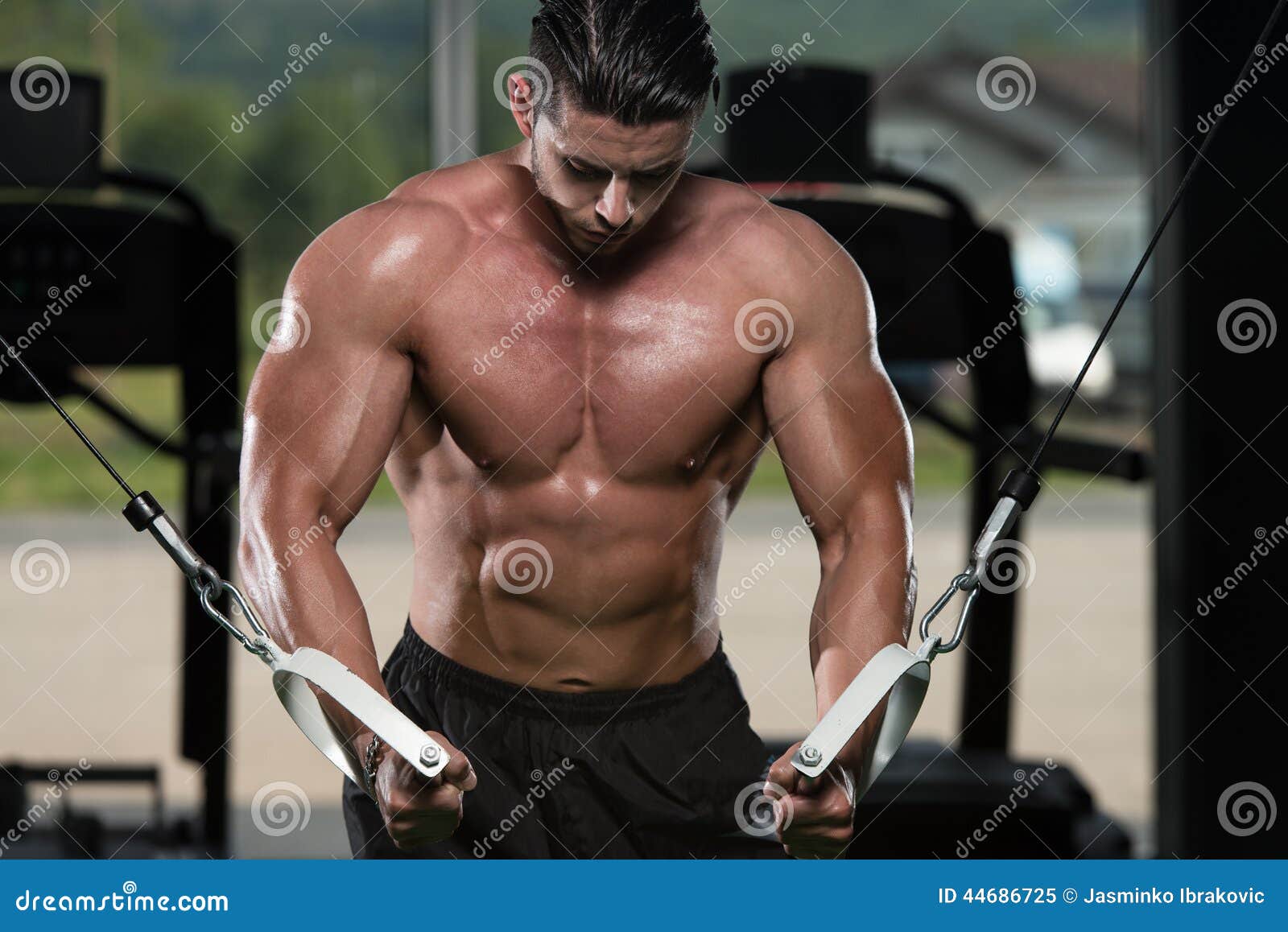 Chest Workout Cable Crossover Stock Image - Image of lifestyles ...