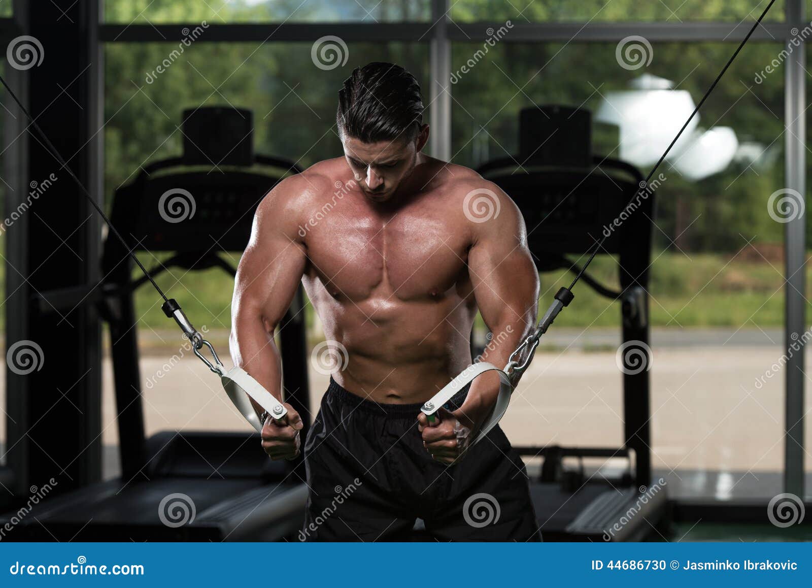 Chest Workout Cable Crossover Stock Photo - Image of aerobics ...