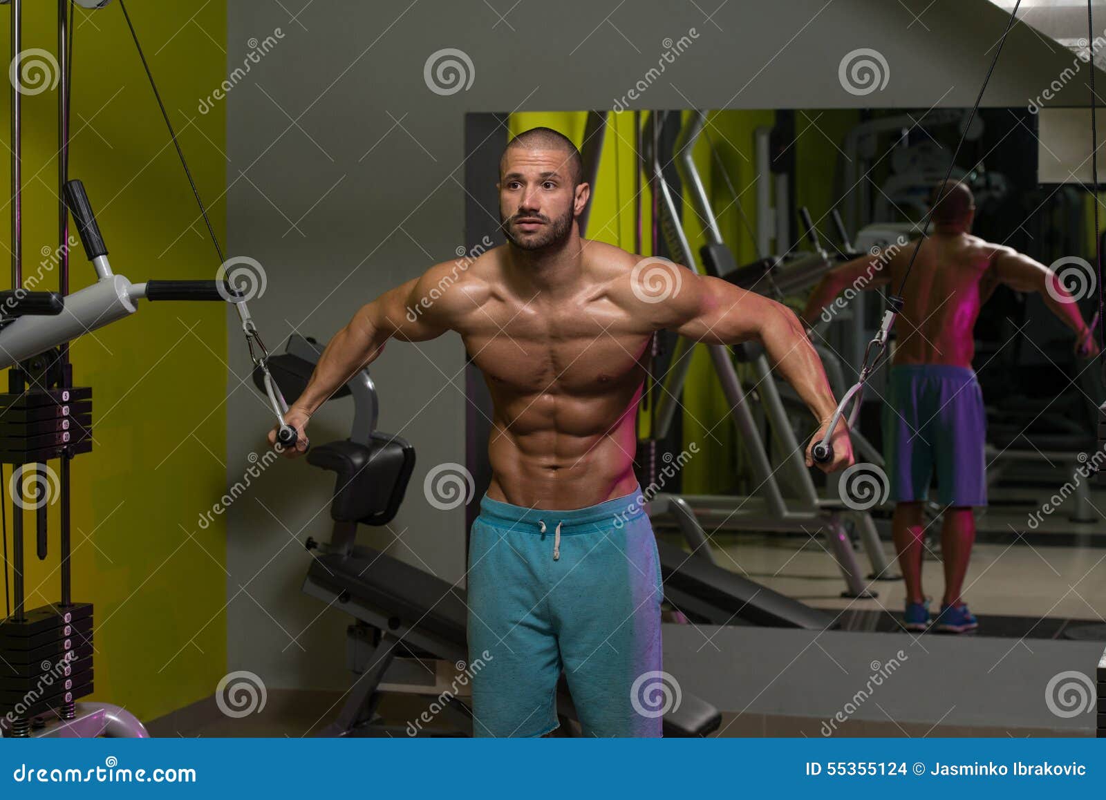 Chest Workout Cable Crossover Stock Photo - Image of bodybuilder, chest ...