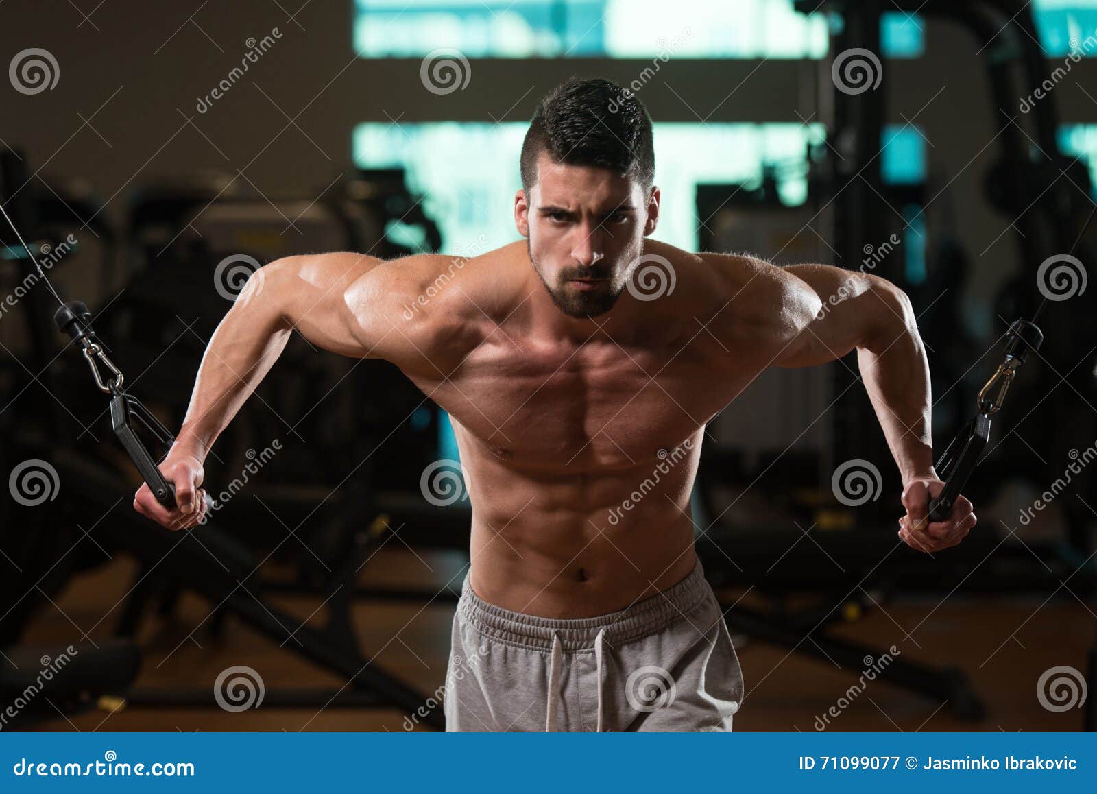 Chest Workout Cable Crossover Stock Image - Image of biceps, human ...