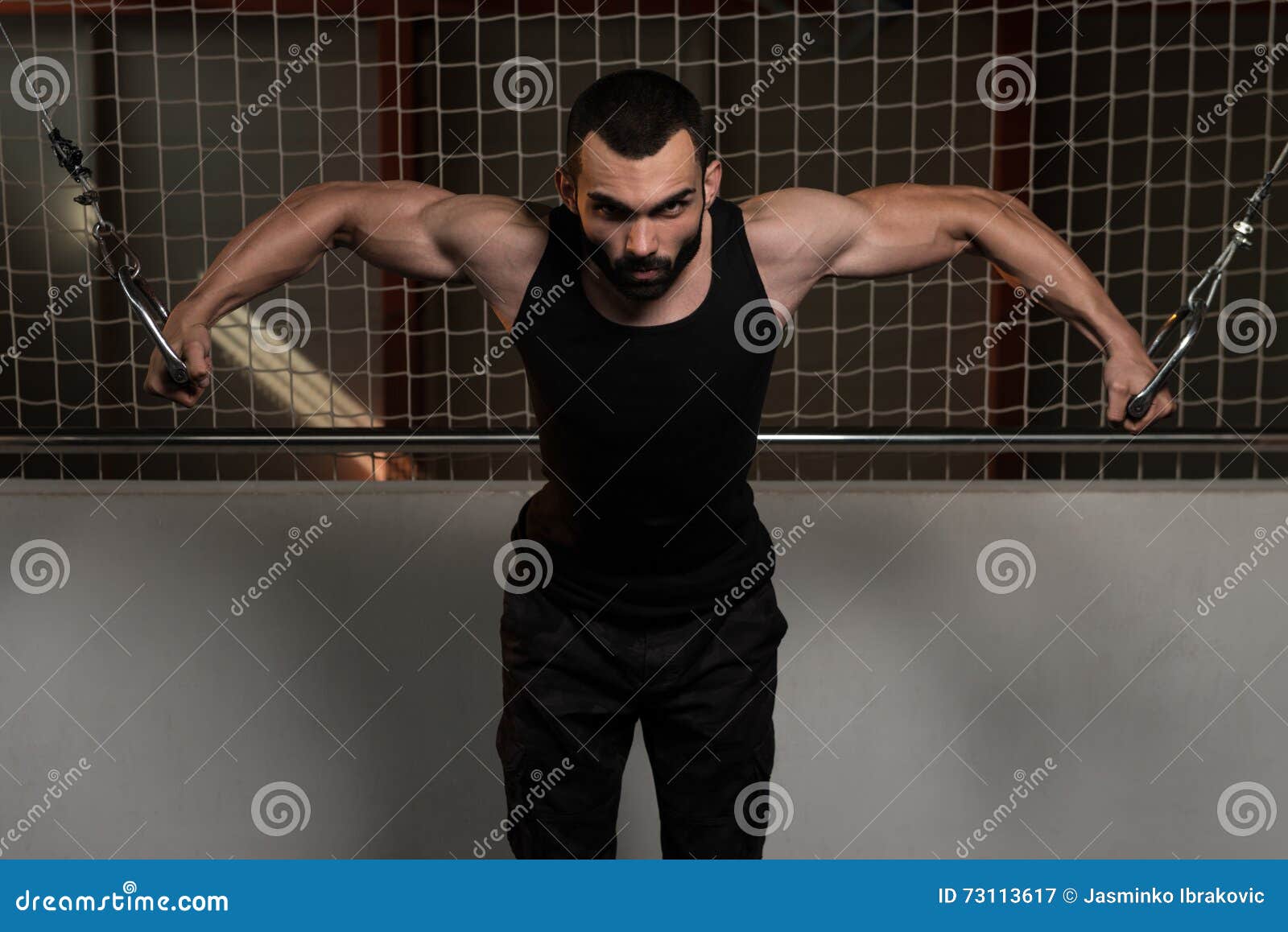 Chest Workout Cable Crossover Stock Image - Image of black, club: 73113617