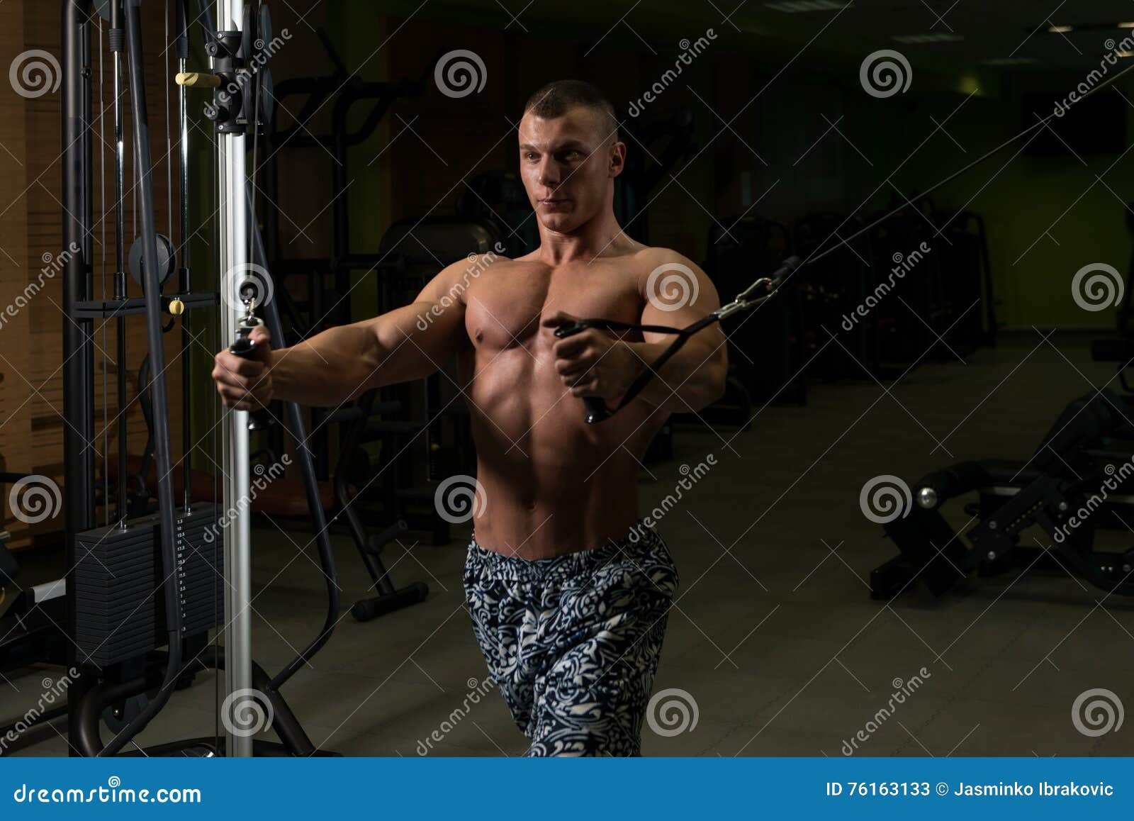 Chest Workout Cable Crossover Stock Image - Image of crossover, club ...