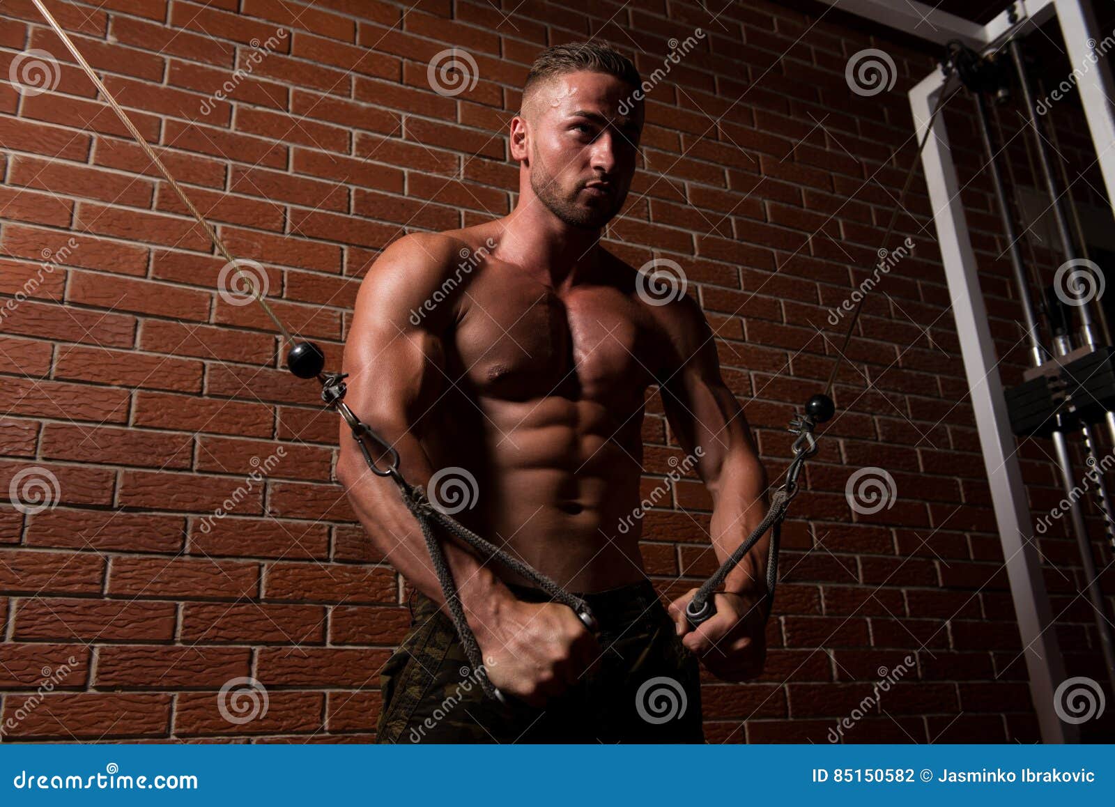 Chest Workout Cable Crossover Stock Photo - Image of building, build ...