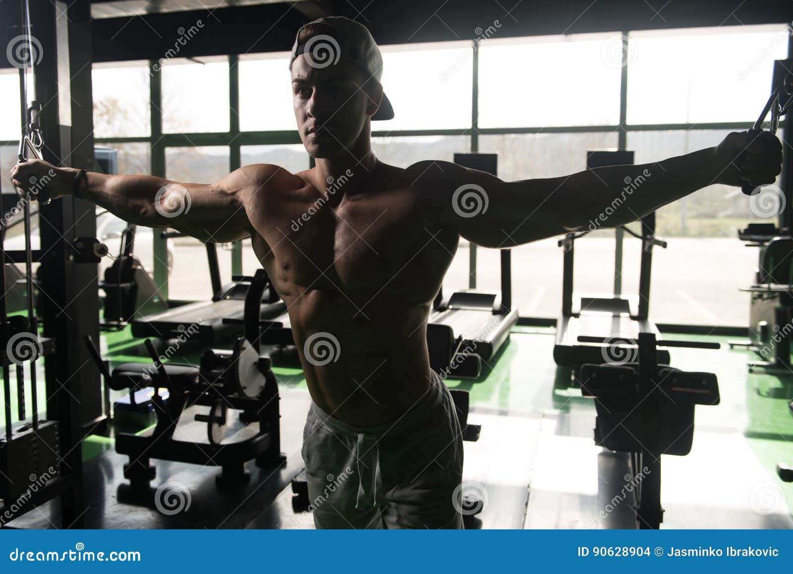 Chest Workout with Cables stock photo. Image of healthy - 90628904