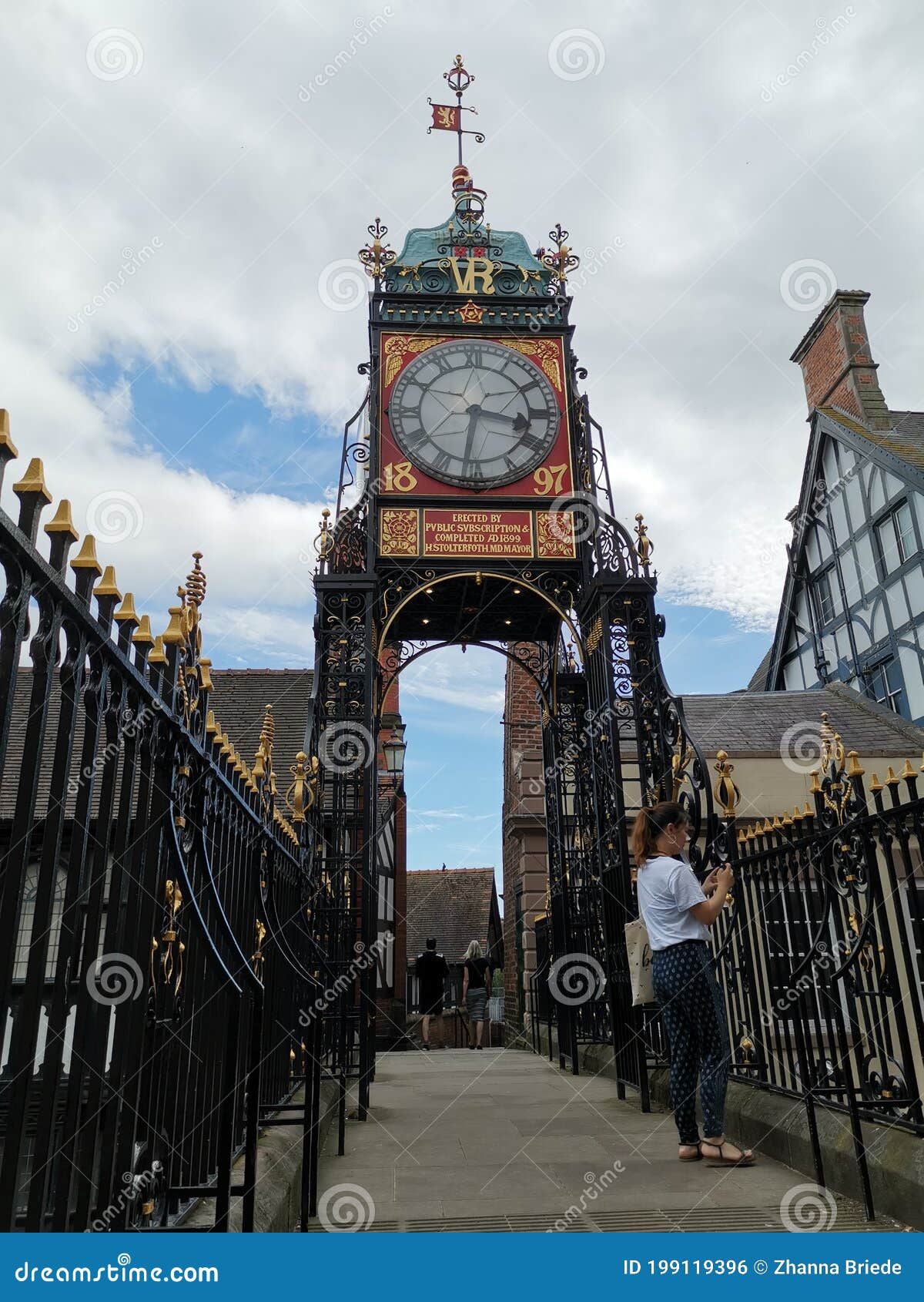 Chester City Centre Clock on Bridge Editorial Photo - Image of vehicle ...