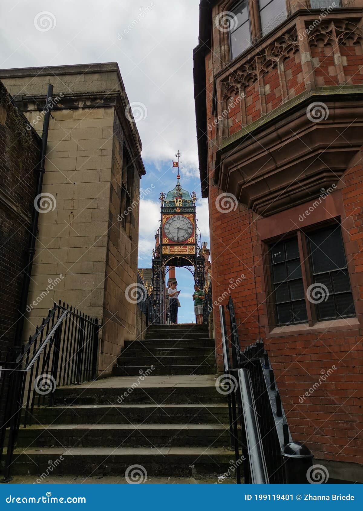 Chester City Centre Clock on Bridge Stock Image - Image of historical ...