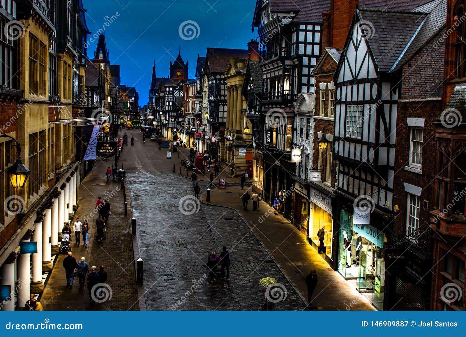 Chester City Street at Dusk Editorial Photography - Image of england ...