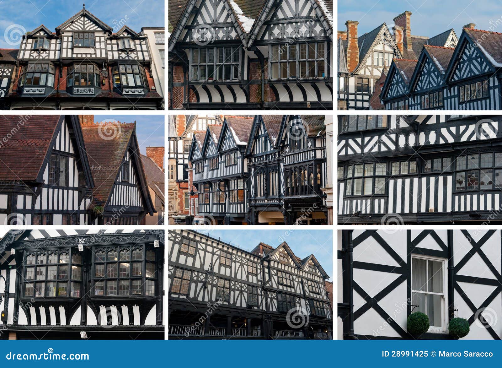 Chester, Tudor Architecture Collage Stock Image - Image of architecture ...