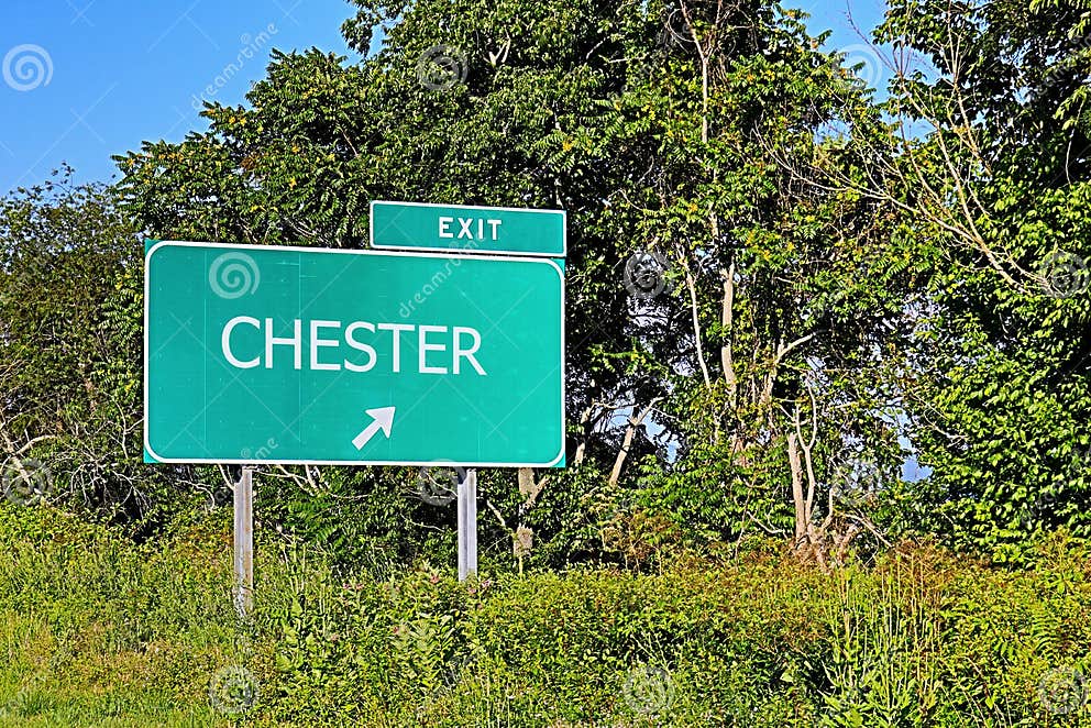 US Highway Exit Sign for Chester Stock Image - Image of green, chester ...