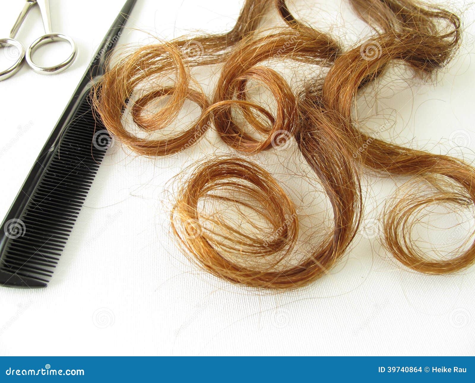 Chestnut-brown Hair, Scissors and Comb Stock Photo - Image of brown ...