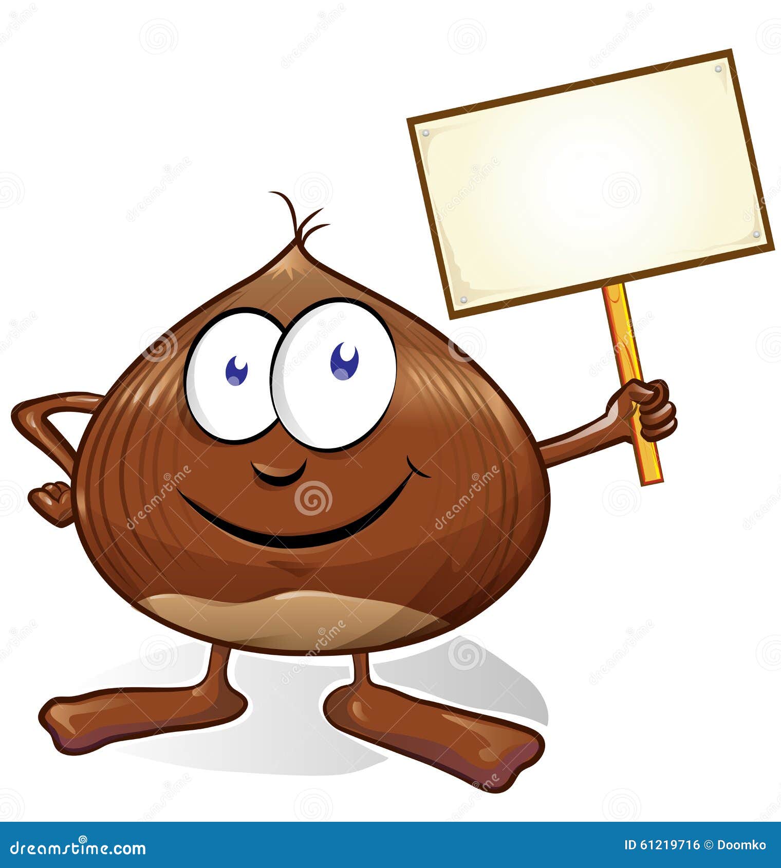 Chestnut Cartoon With Signboard Vector Illustration | CartoonDealer.com ...