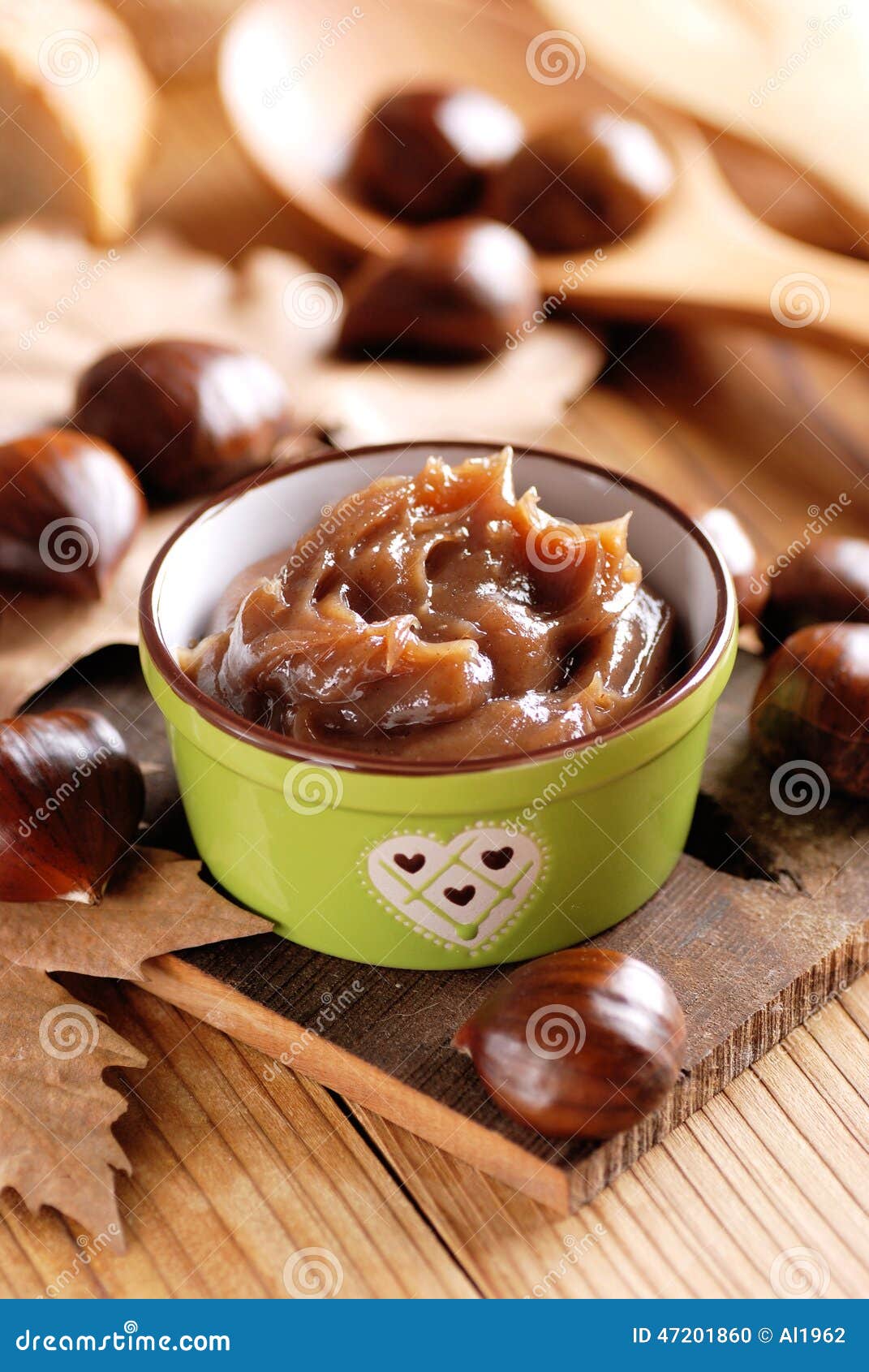 Chestnut cream in the bowl stock photo. Image of traditional - 47201860