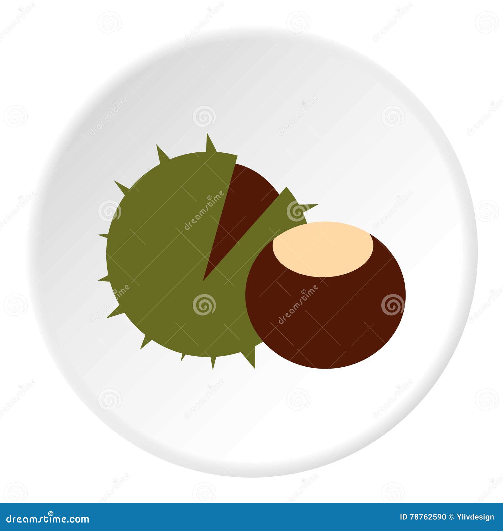 Chestnut icon, flat style stock vector. Illustration of october - 78762590