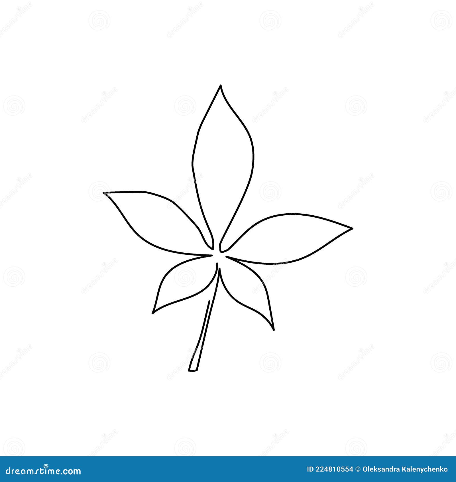 Chestnut Leaf Continuous Line Drawing. One Line Art of Tree Leaves ...