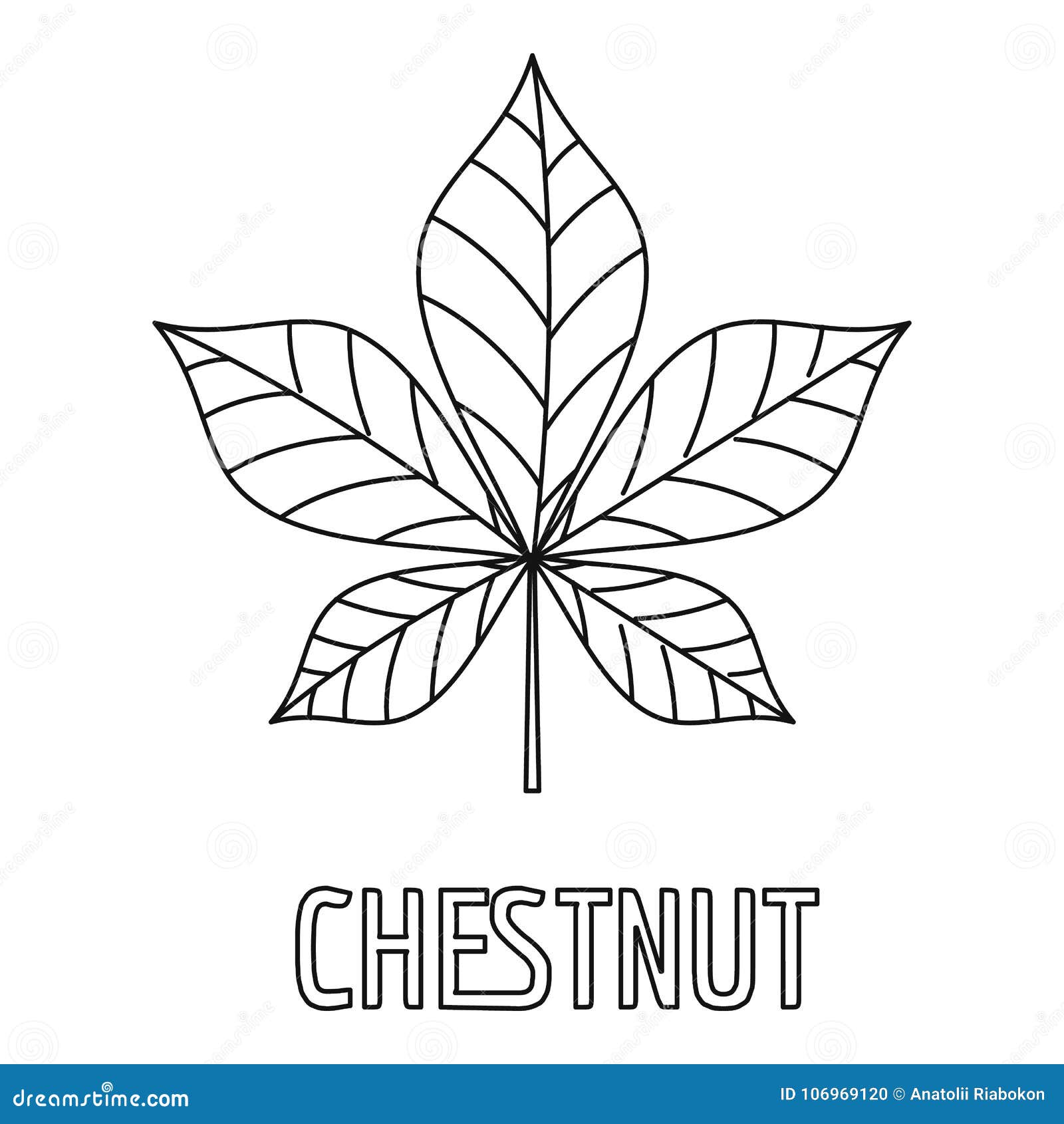 Chestnut Leaf Icon, Outline Style. Stock Vector - Illustration of lawn ...