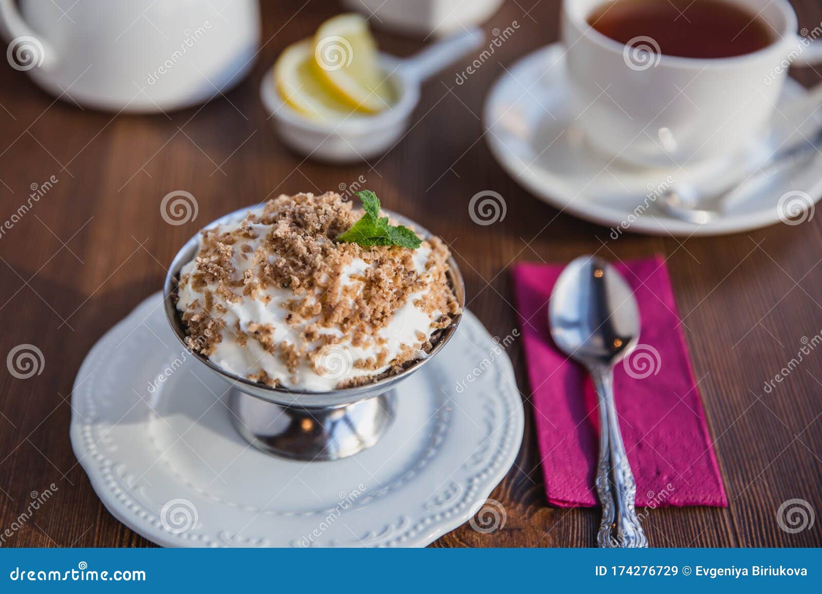 Chestnut Puree with Whipped Cream and Chocolate Chips for Dessert ...