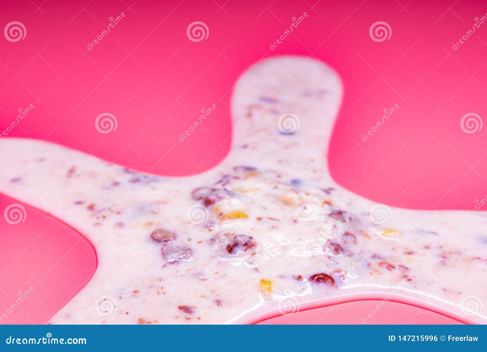 Chestnut & Red Bean Ice Cream Starts Melting And Spliting Out On Blue ...