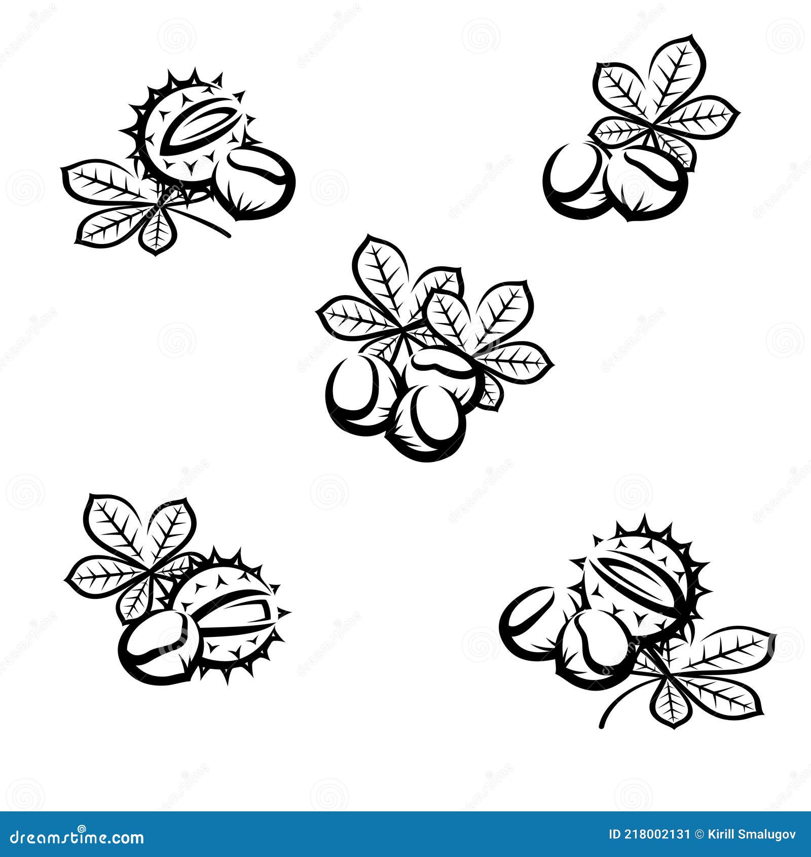 Chestnut Set. Collection Icon Chestnut Stock Vector - Illustration of ...