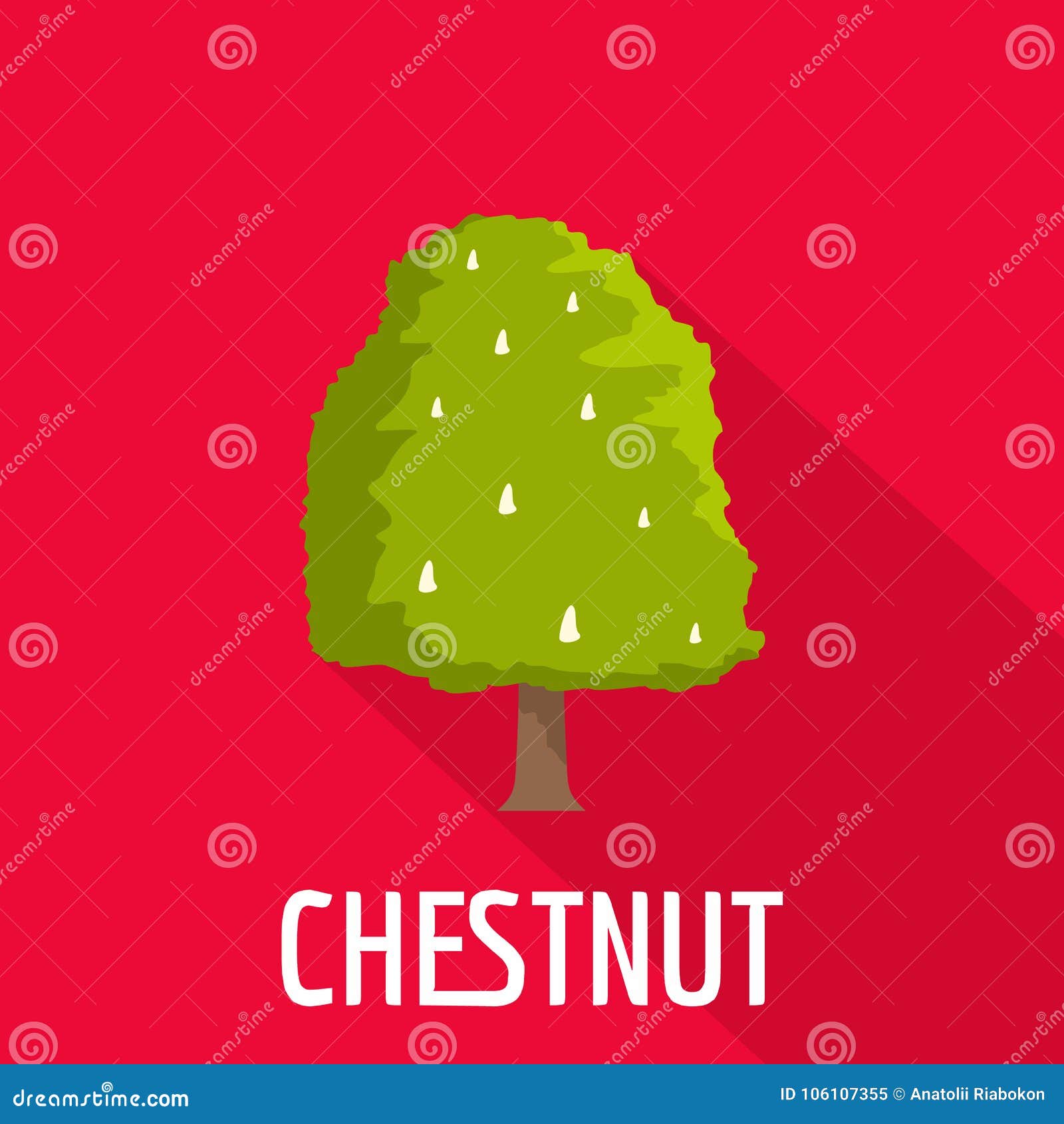 Chestnut Tree Icon, Flat Style Stock Vector - Illustration of botany ...