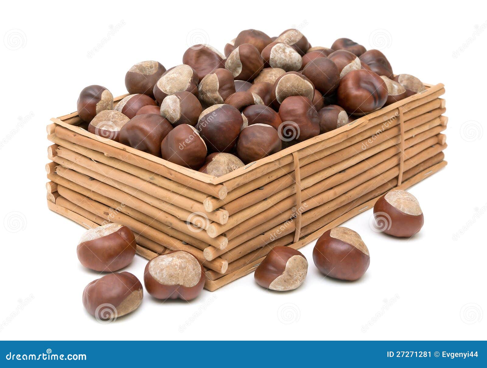 Chestnuts in a Box on a White Background Stock Image - Image of details ...