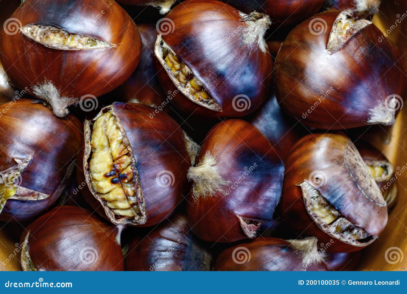 Chestnuts Cooked on the Grill, Ready To Eat Stock Image - Image of food ...