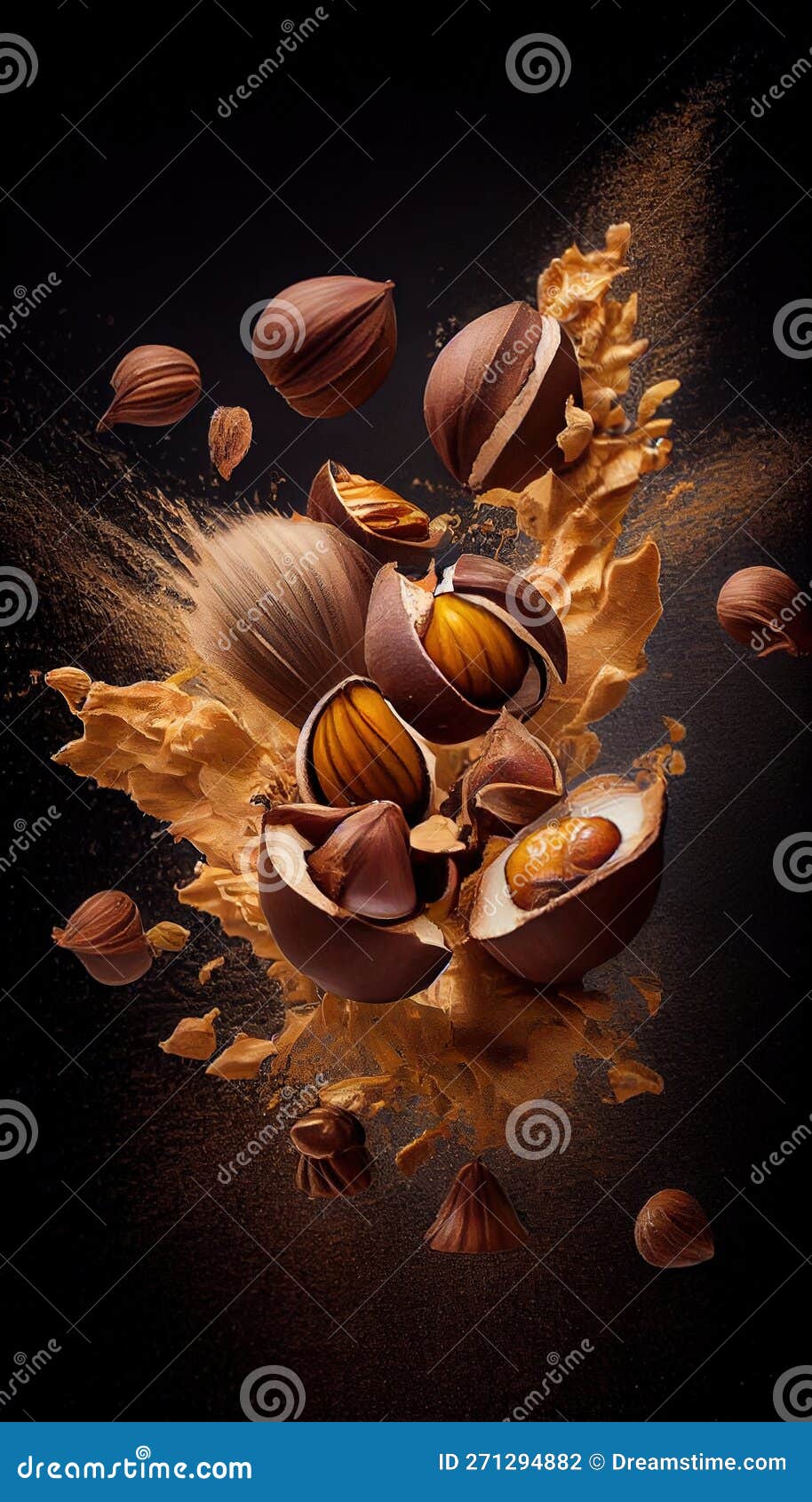 Chestnuts Creatively Falling-Dripping Flying or Splashing on Black ...