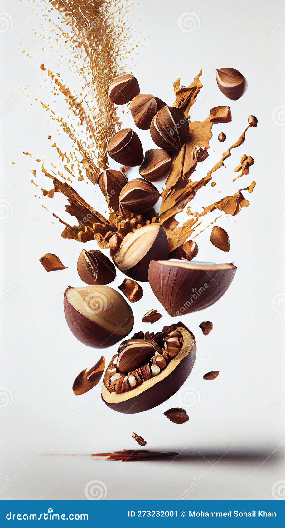 Chestnuts Creatively Falling-Dripping Flying or Splashing on White ...