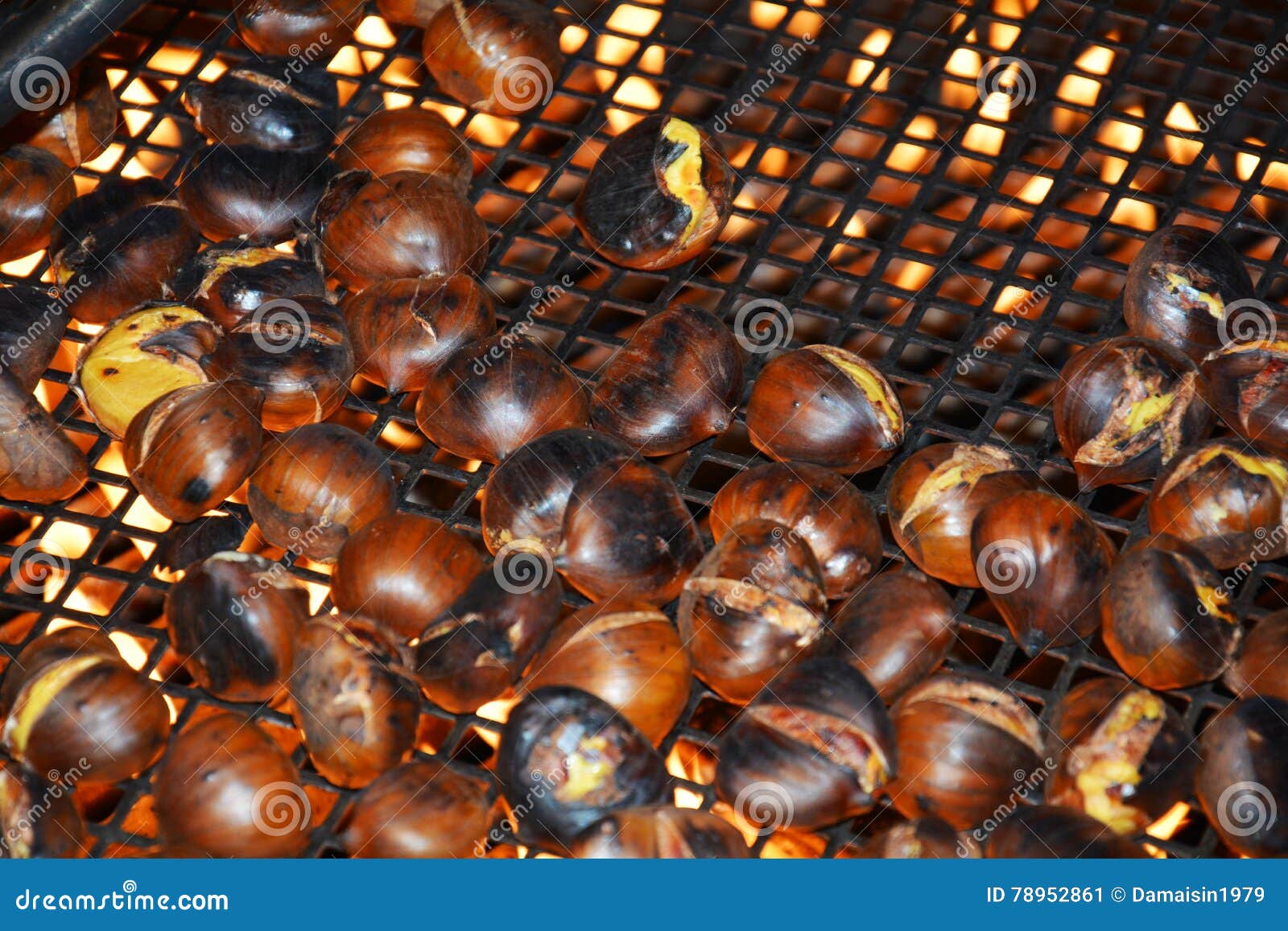 Chestnuts on Fire, Close Up and Background Stock Image - Image of ...