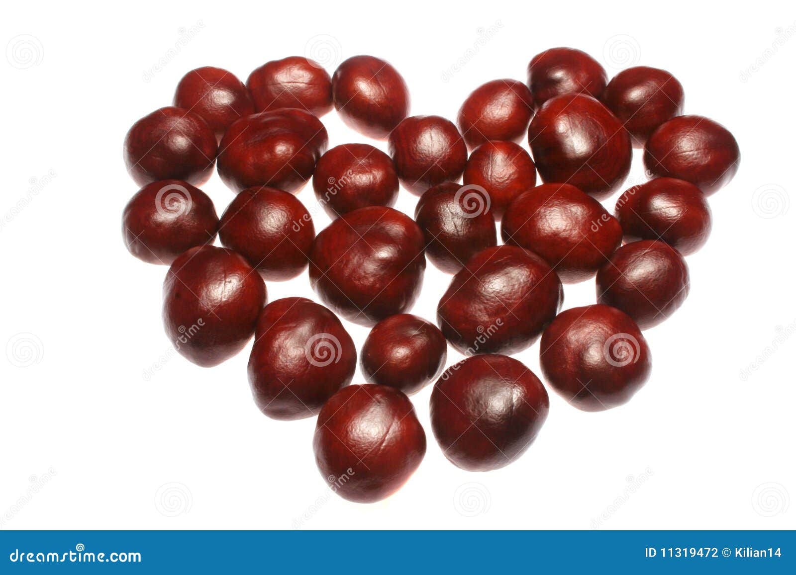 Chestnuts in heart shape stock photo. Image of open, isolated - 11319472