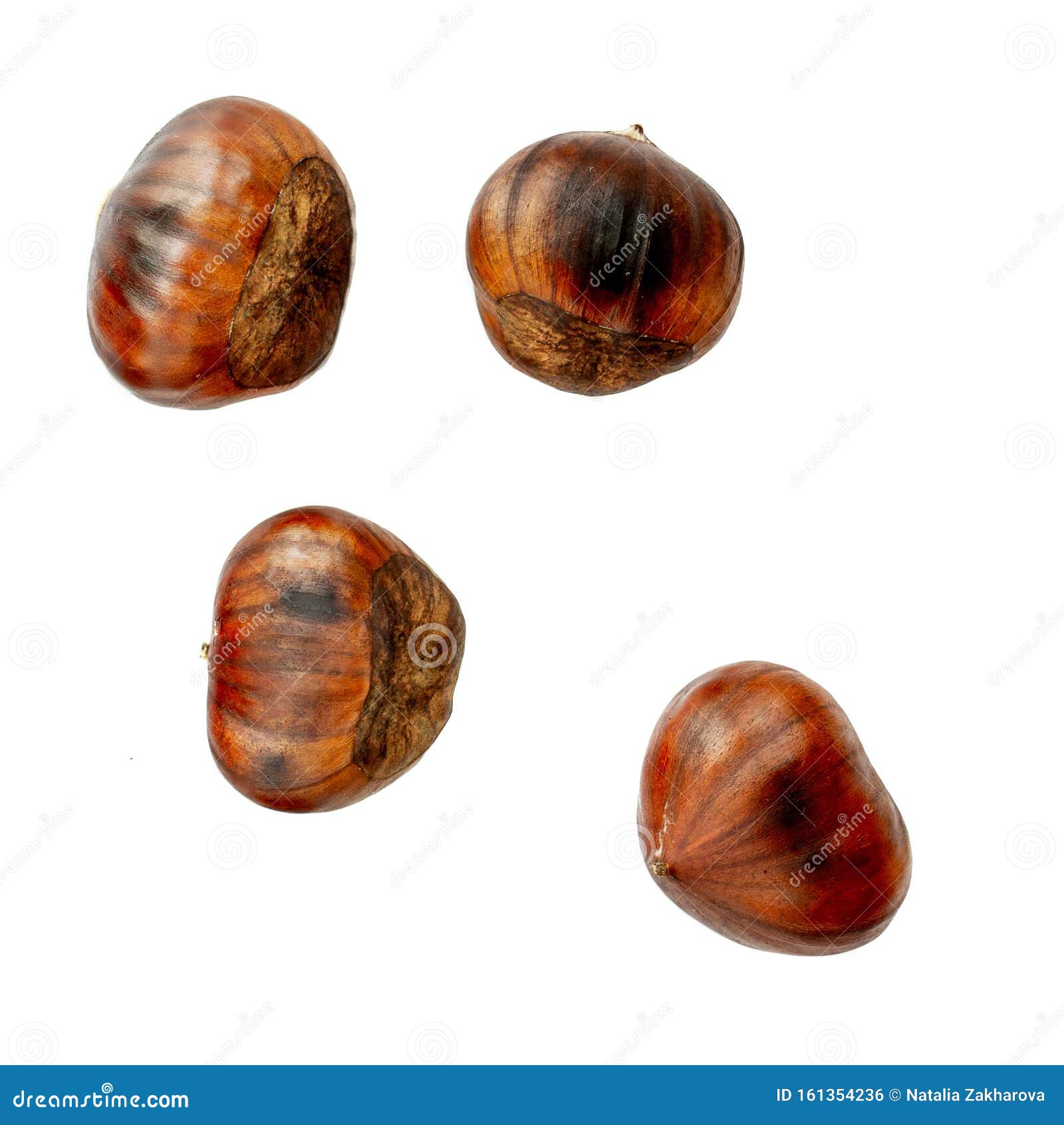 Chestnuts Isolated on White Background. Various Roasted Sweet Chestnuts ...