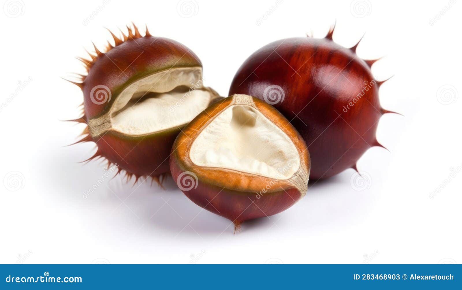 Chestnuts with Leaves Isolated on White Background.pencil Drawing Stock ...