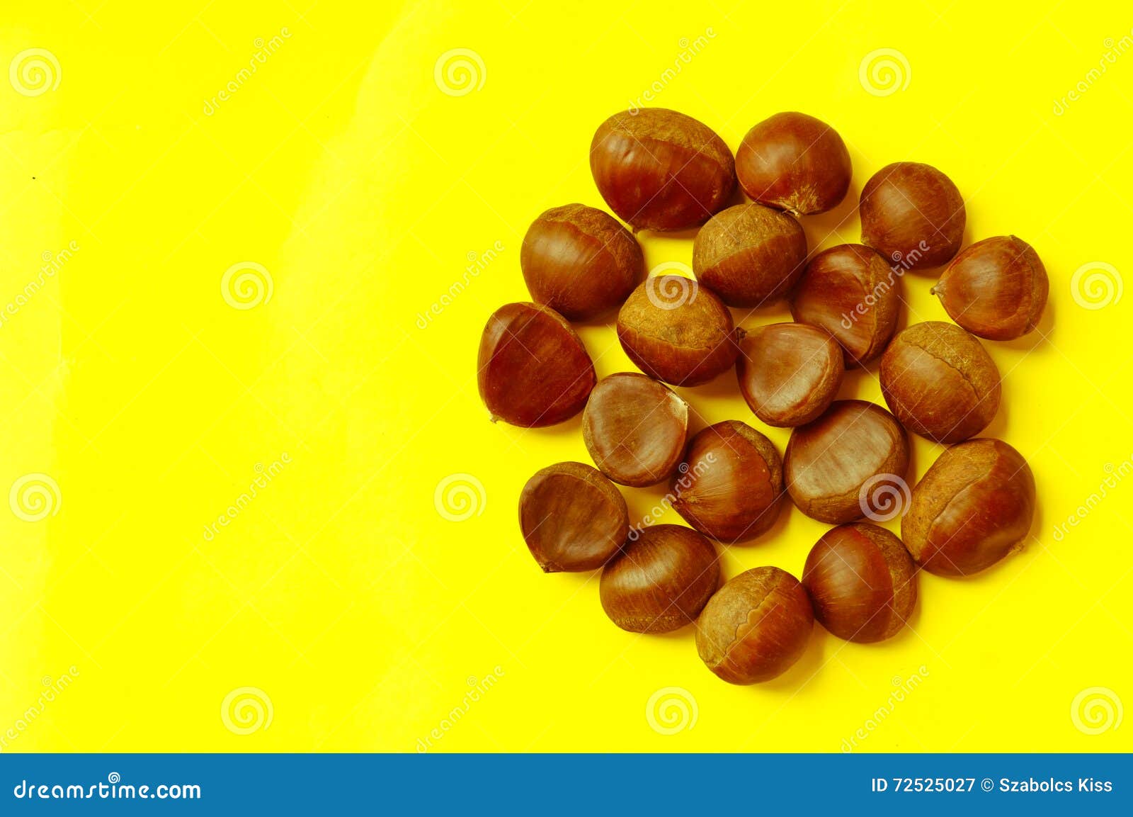 Chestnuts Pattern on Yellow Background Top View Chestnut Stock Image ...