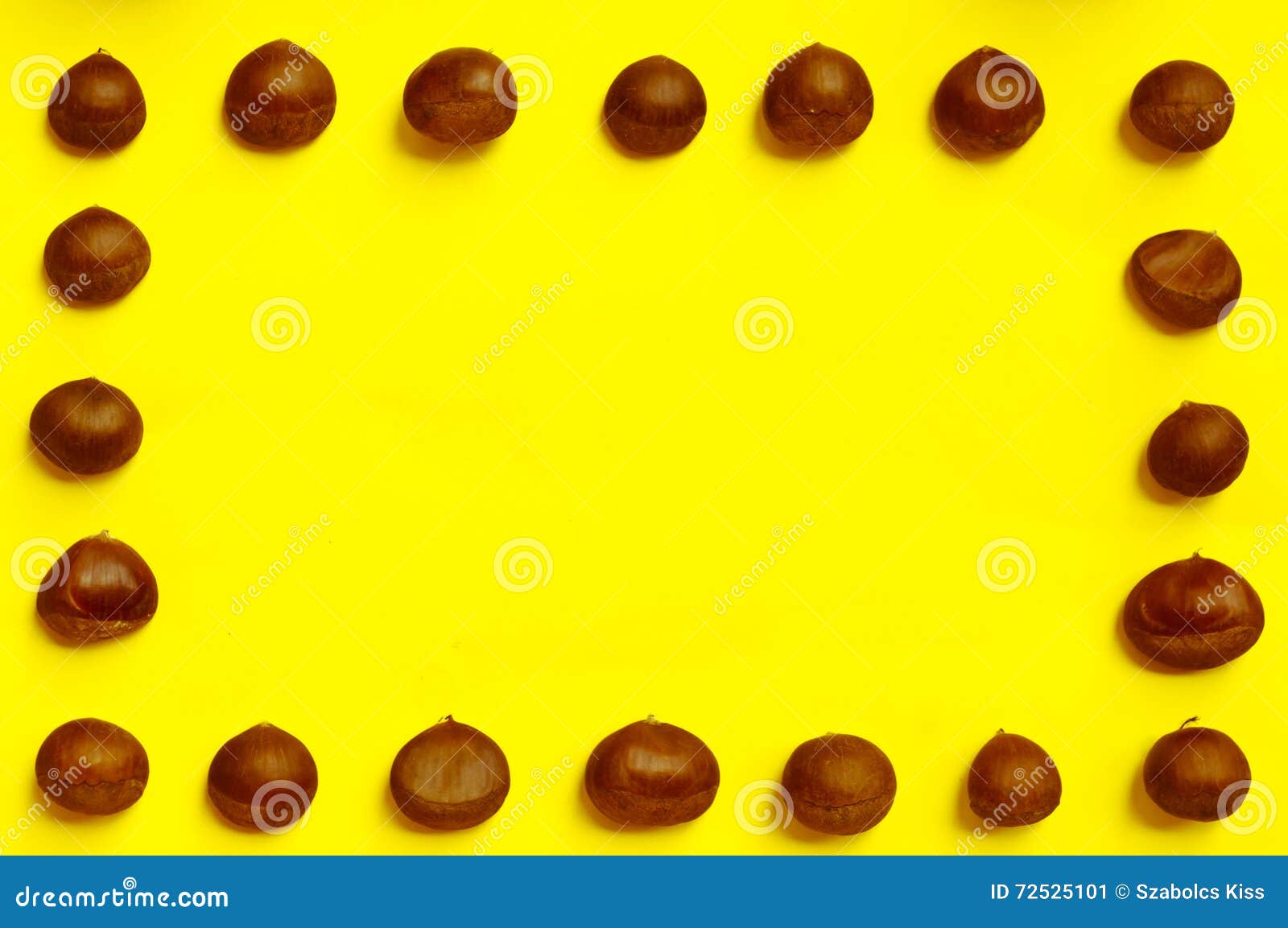 Chestnuts Pattern on Yellow Background Top View Chestnut Stock Image ...