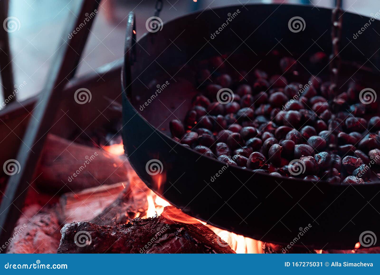 Chestnuts Roasting on Fire Close Up Stock Image - Image of autumn ...