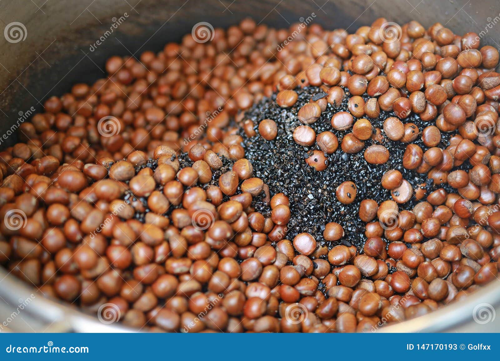 Chestnuts Roasting on a Pan Stock Image - Image of asian, nutshell ...