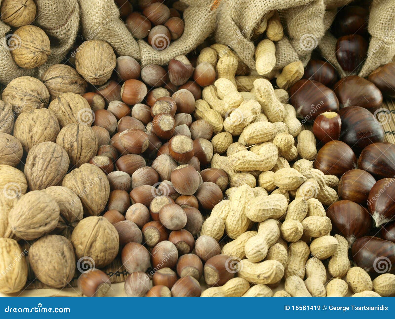 Chestnuts and walnuts stock image. Image of plant, brown - 16581419