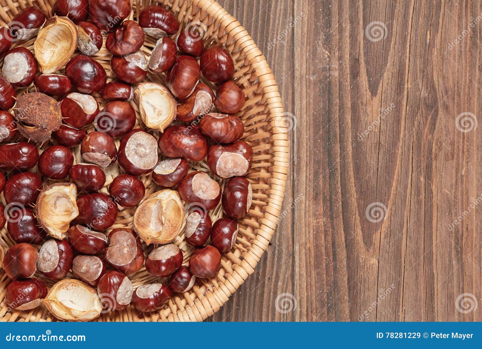 Chestnuts on a Wooden Table Top View Stock Image - Image of rustic ...