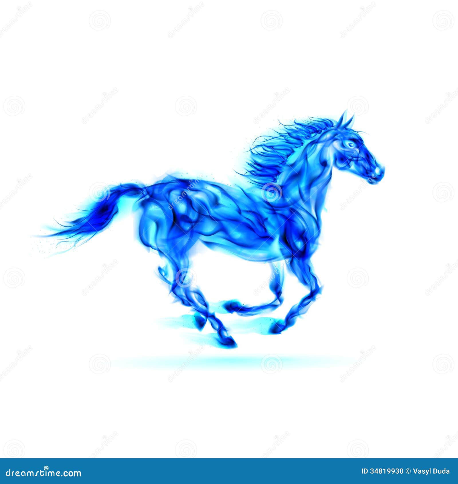 Cheval Bleu Courant Du Feu. Illustration de Vecteur - Illustration du ...