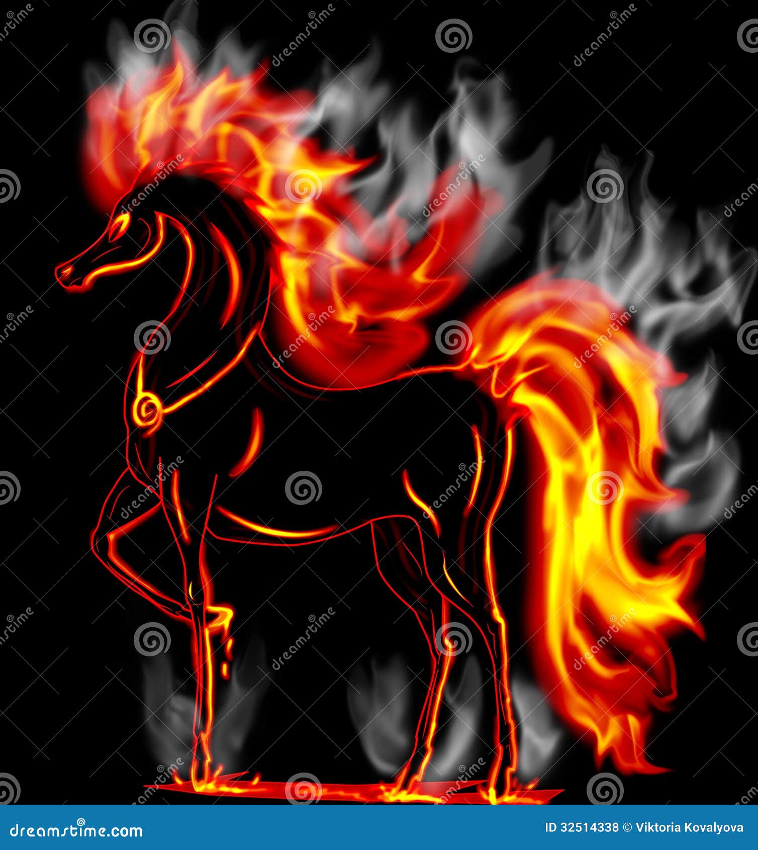 Cheval du feu illustration stock. Illustration du flamboyant - 32514338