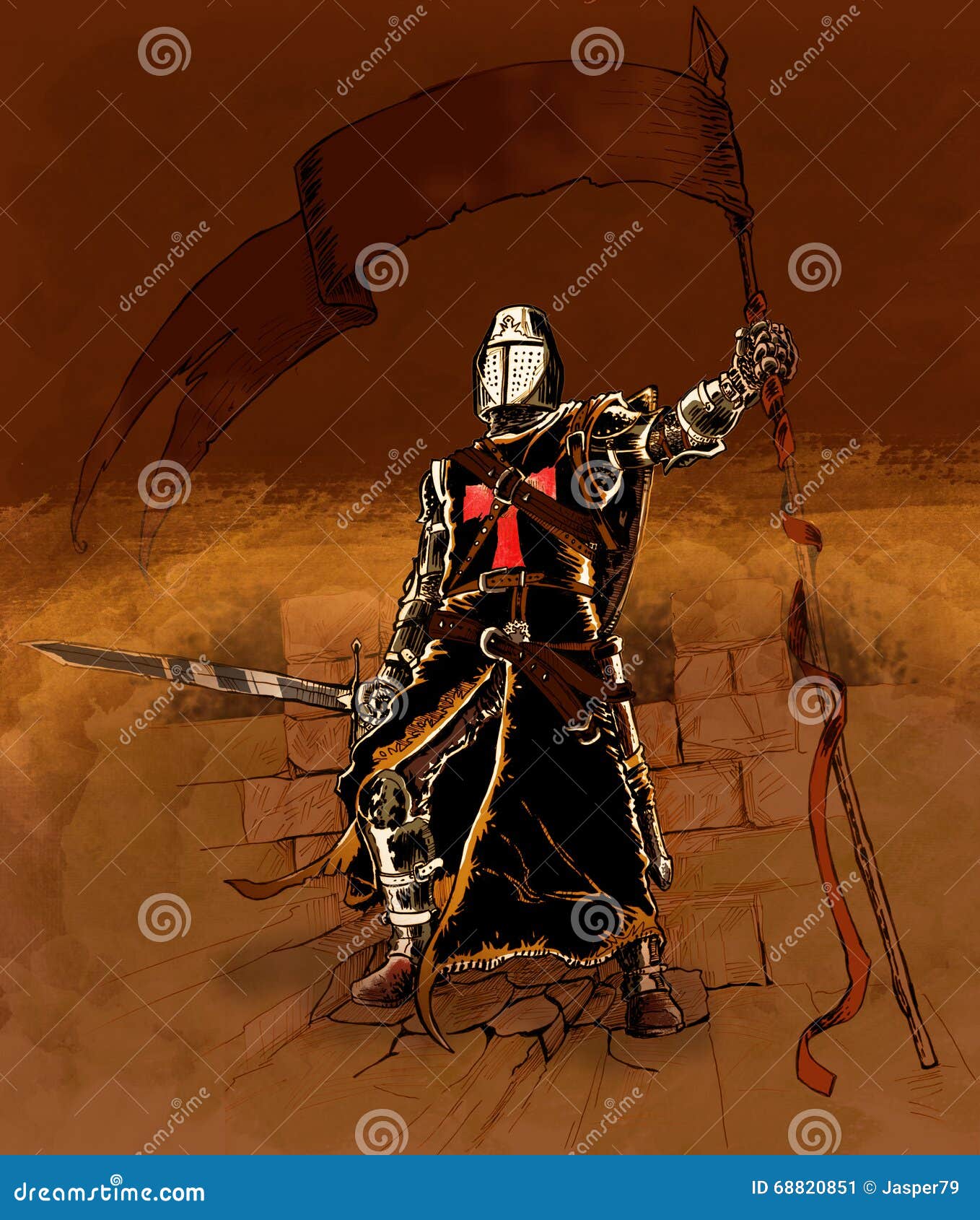 Chevalier Cruzader illustration stock. Illustration du croisade - 68820851