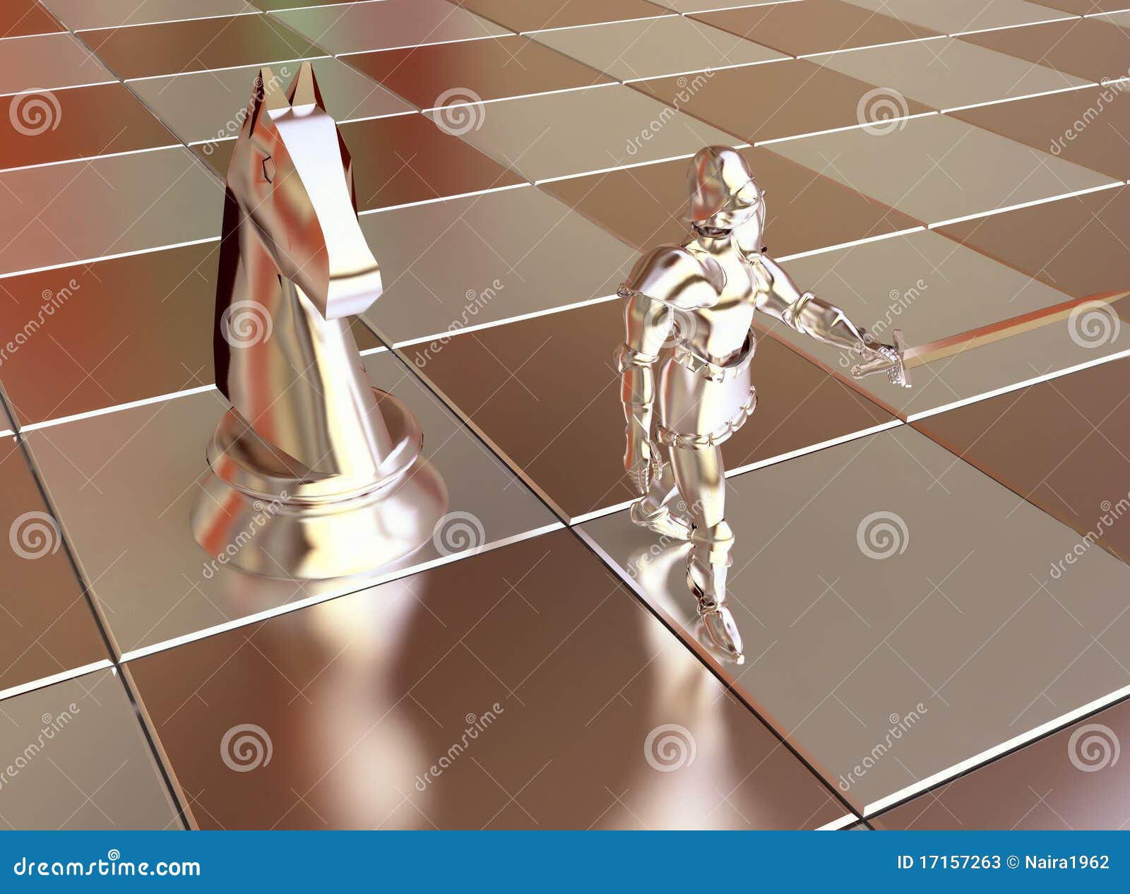 Chevalier D'or D'échecs Avec Le Cheval Illustration Stock ...