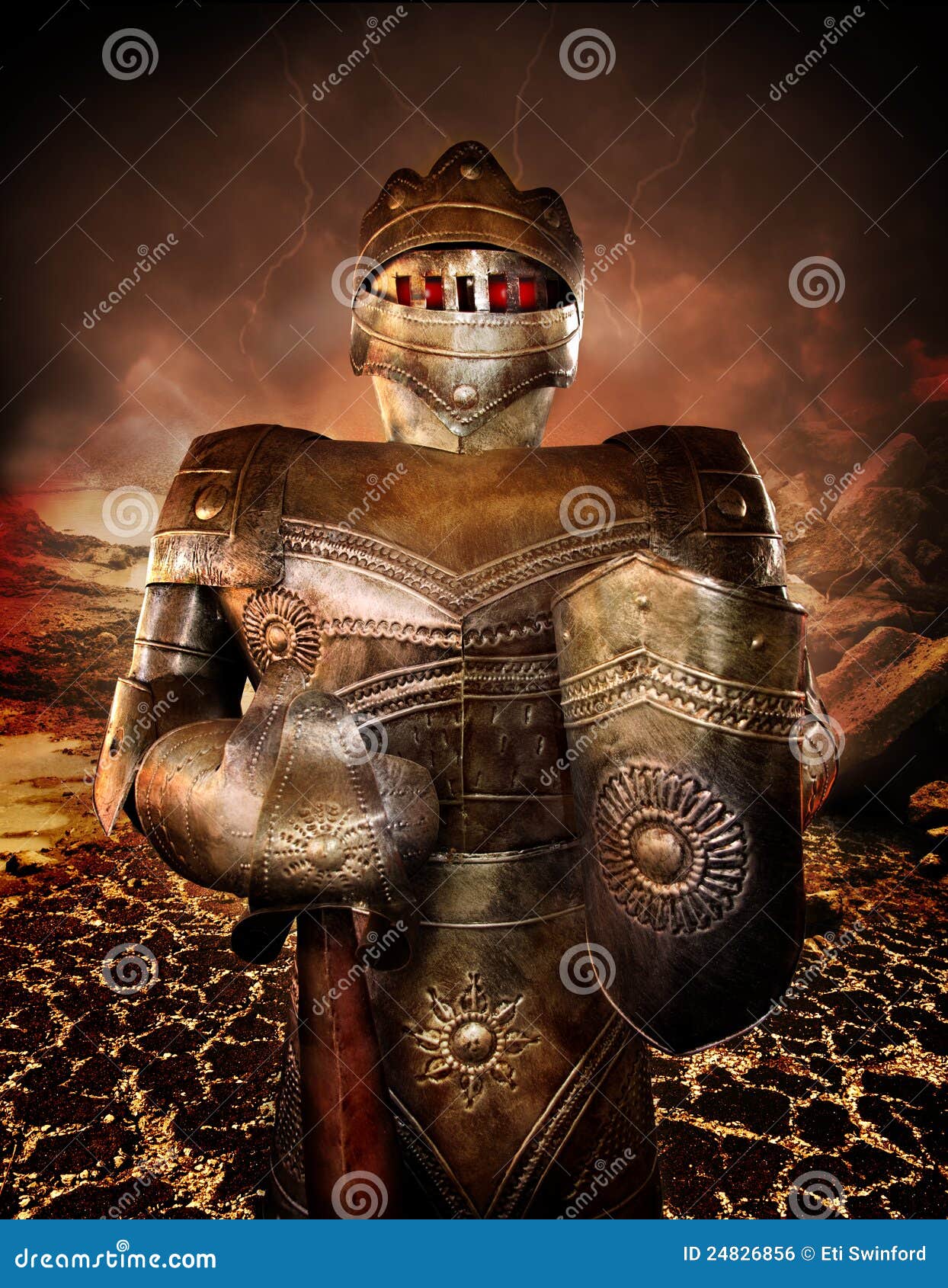 Chevalier dans l'armure photo stock. Image du soldat - 24826856