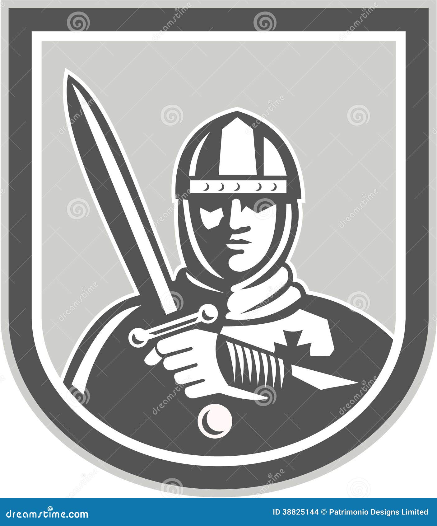 Chevalier with Sword Front Crest De Croisé Illustration Stock ...