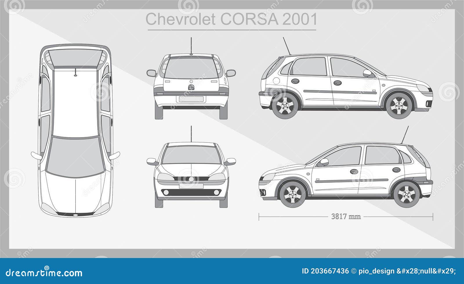 Chevrolet Corsa Vectorial 2001 Ilustración del Vector - Ilustración de ...