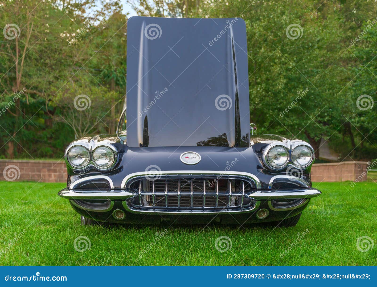 1960 Chevrolet Corvette Black - Front View_Hood Raised Editorial Image ...