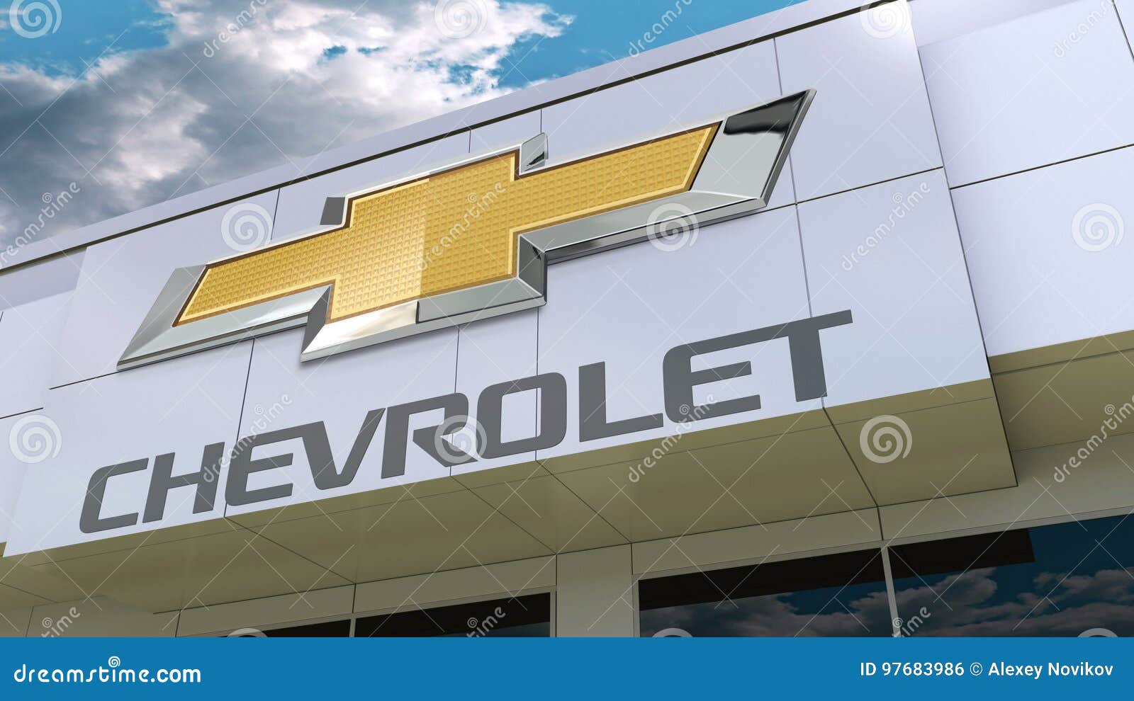 Chevrolet Logo on the Modern Building Facade. Editorial 3D Rendering ...