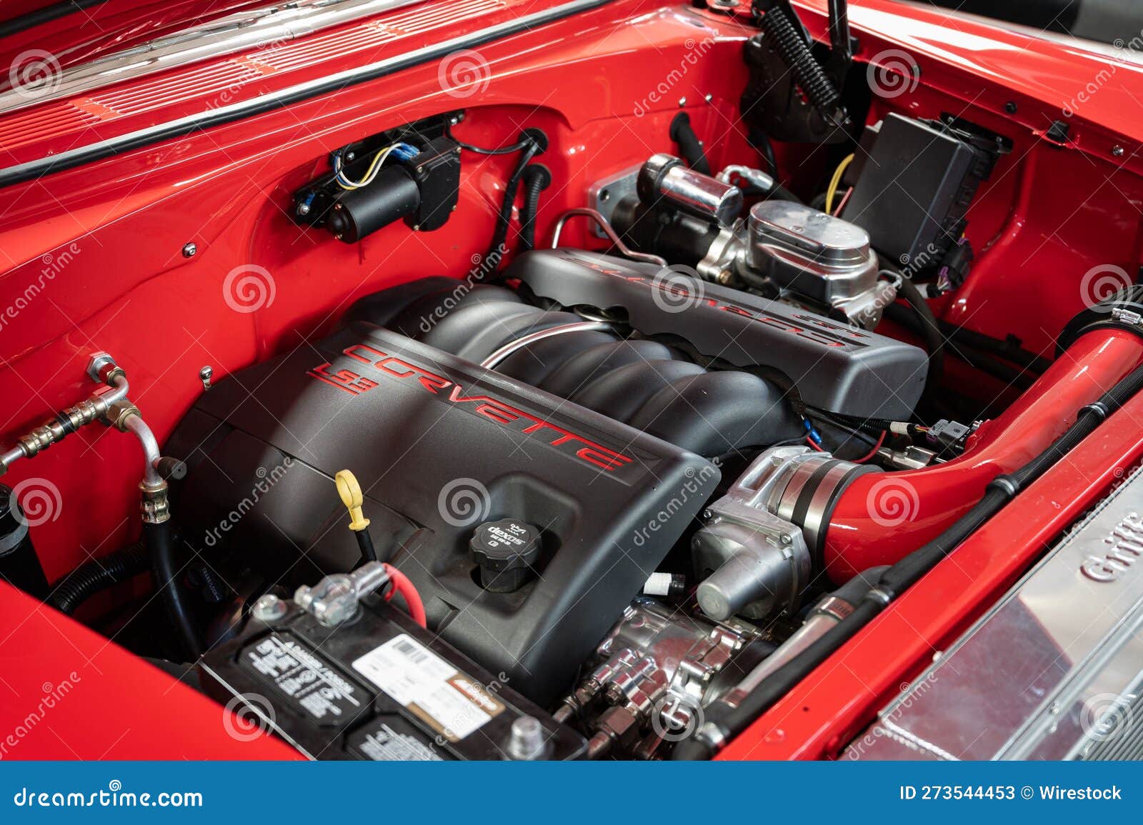 Chevrolet LS3 Engine Mounted on an Old Chevrolet Bel Air Editorial ...